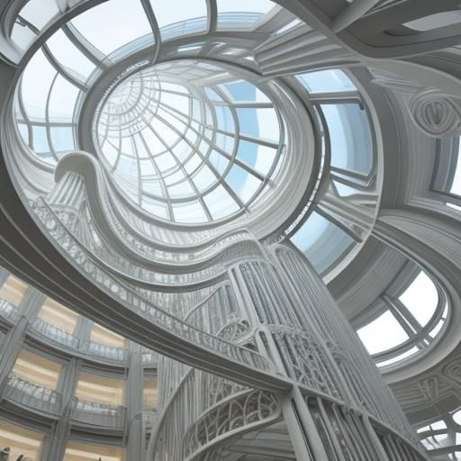 hyperrealistic Parametric art futuristic organic curved art nouveau ...