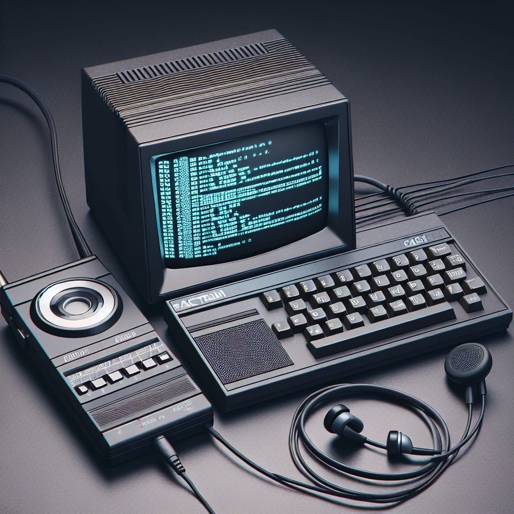Vintage Black Spectrum Computer and Walkman - AI Art