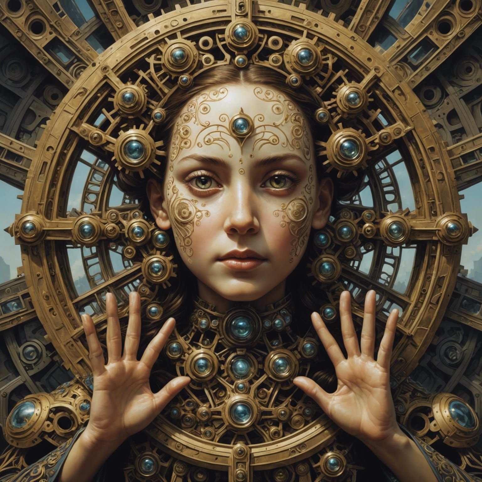 High Five Fused Humanoid Fractal Face - AI Generated Artwork - NightCafe Creator