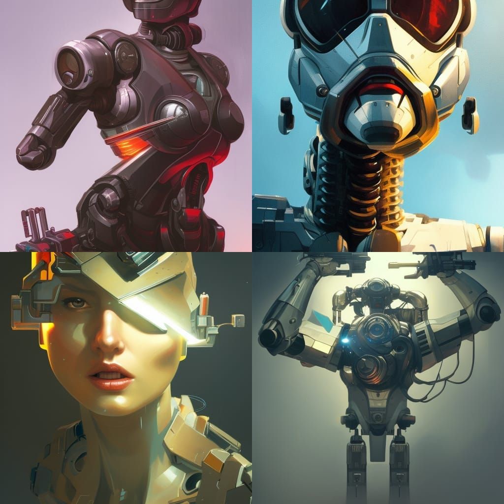 Robot wielding a gun head and shoulders portrait, 8k resolution concept ...