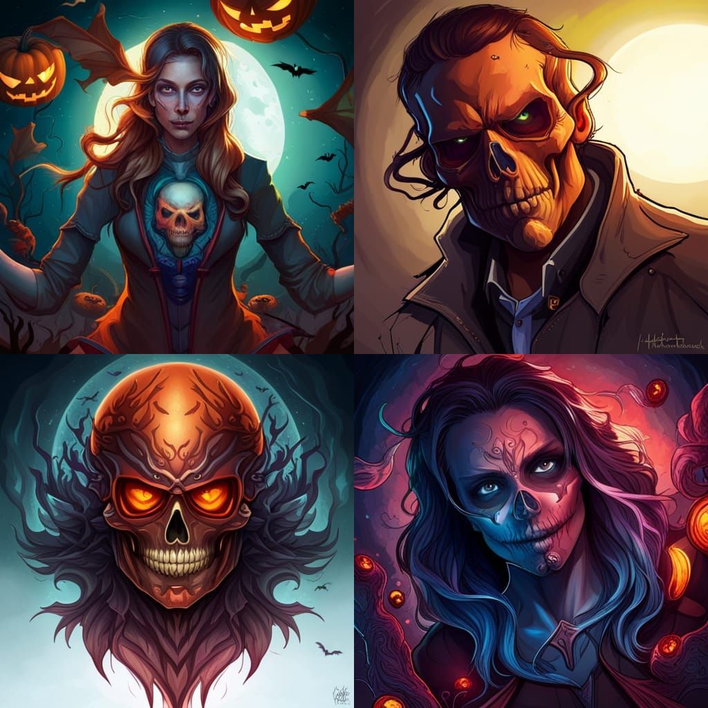 Halloween Pumkin skull scary with bats - AI Generated Artwork ...