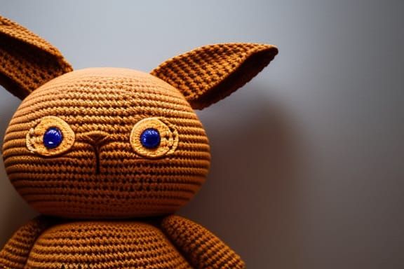 Crocheted rabbit. photorealism maximalist volumetric lighting ...