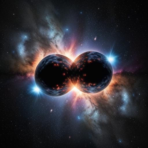 Two Neutron Stars orbiting each other in deep space intricate details ...