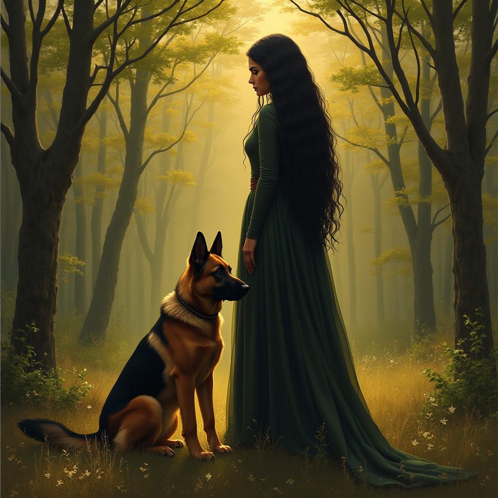 Regal Freya Surrounded by Forest and Loyal German ... - AI Art