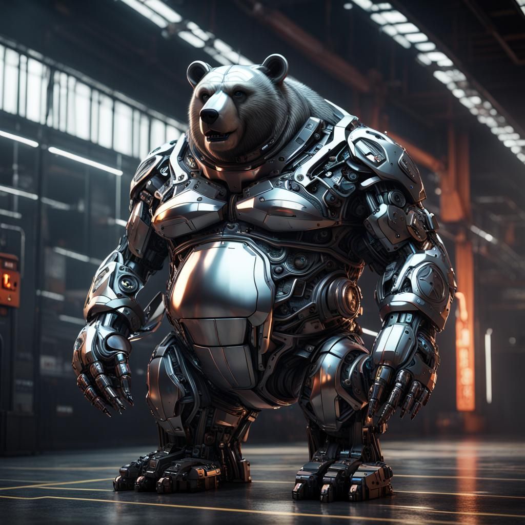Towering obese Cyber Bear from the dark CyberBear Project, intricate ...