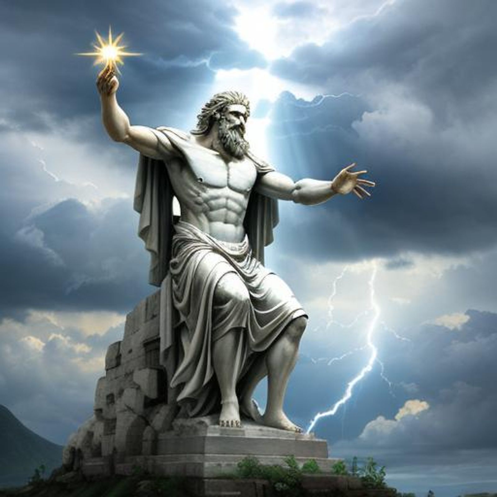 ancient Greek mythology Zeus throws thunder and lightning - AI ...