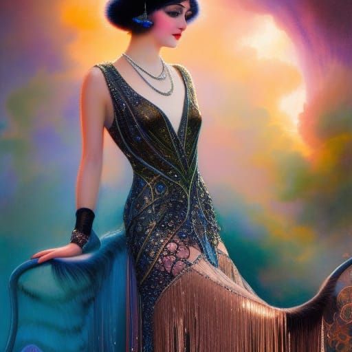 1920s Vintage Flapper Dress - AI Generated Artwork - NightCafe Creator