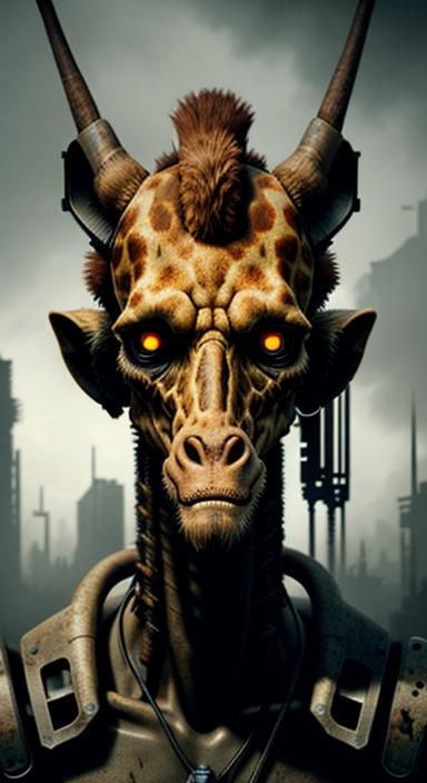 Cyborg Giraffe Wendigo - Cyborg Giraffe Wendigo in Cyberpunk...