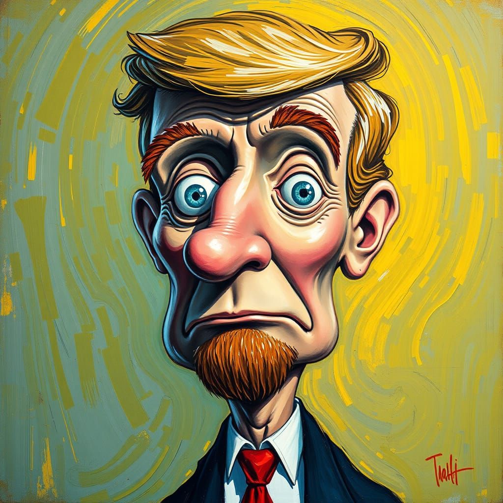 An impressionist painting of a whimsical, exaggerated cartoon ...