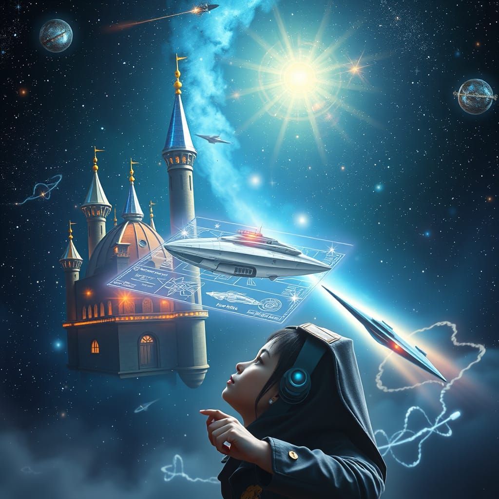 Whimsical Factory in Starry Expanse, Engineer Unlo... - AI Art