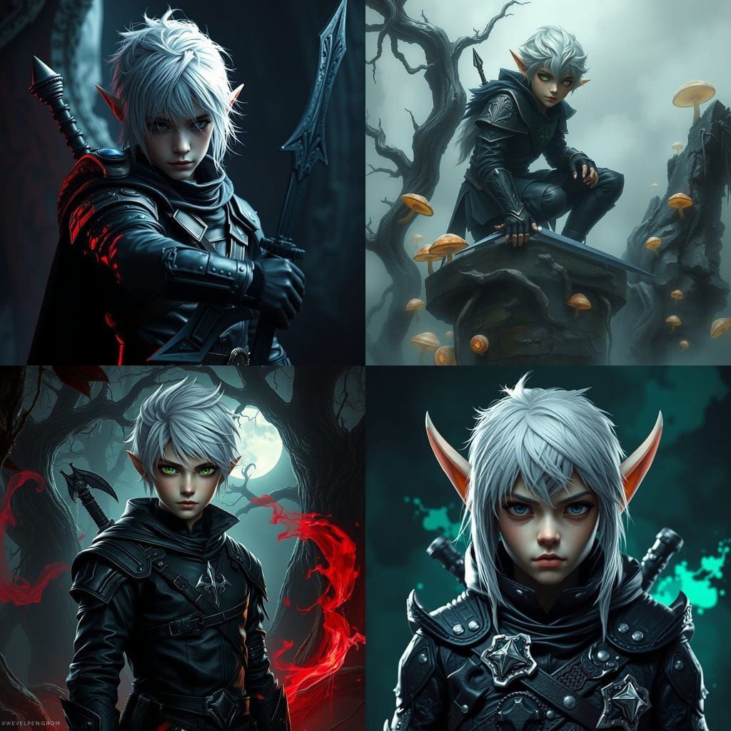 Enigmatic Elf Assassin in Dark Fantasy Armor - AI Art