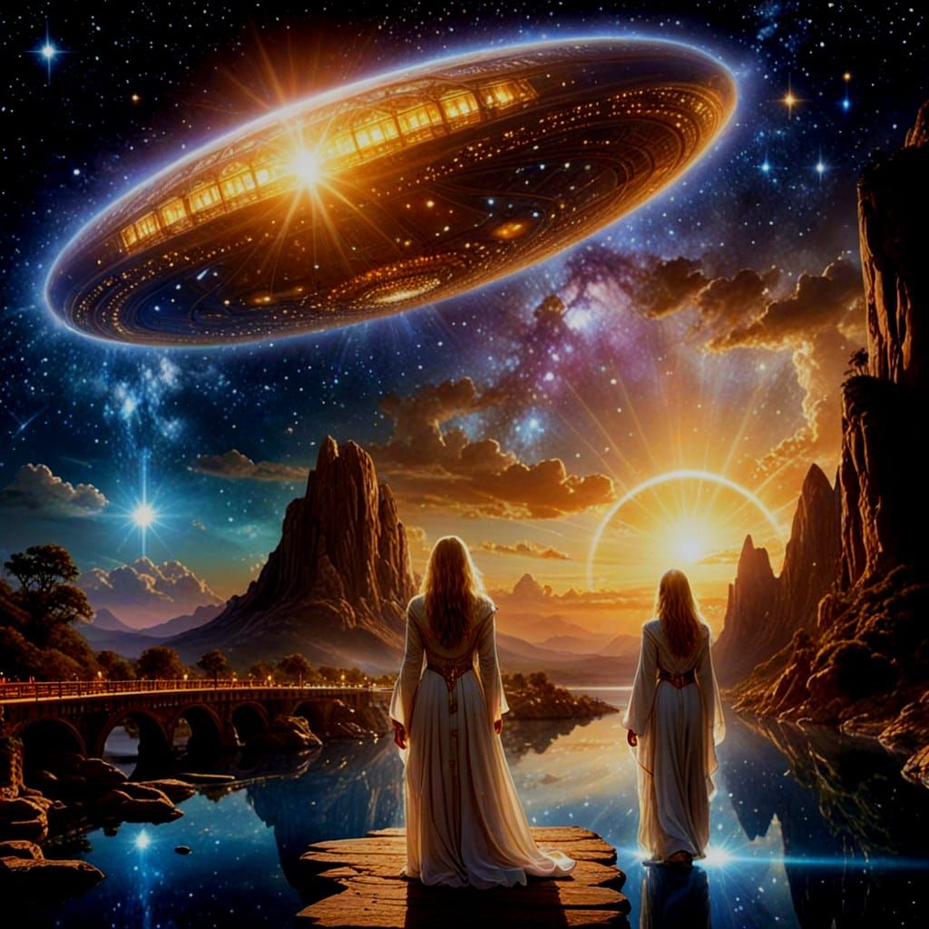 Cosmic Union in Starry Trance - AI Art