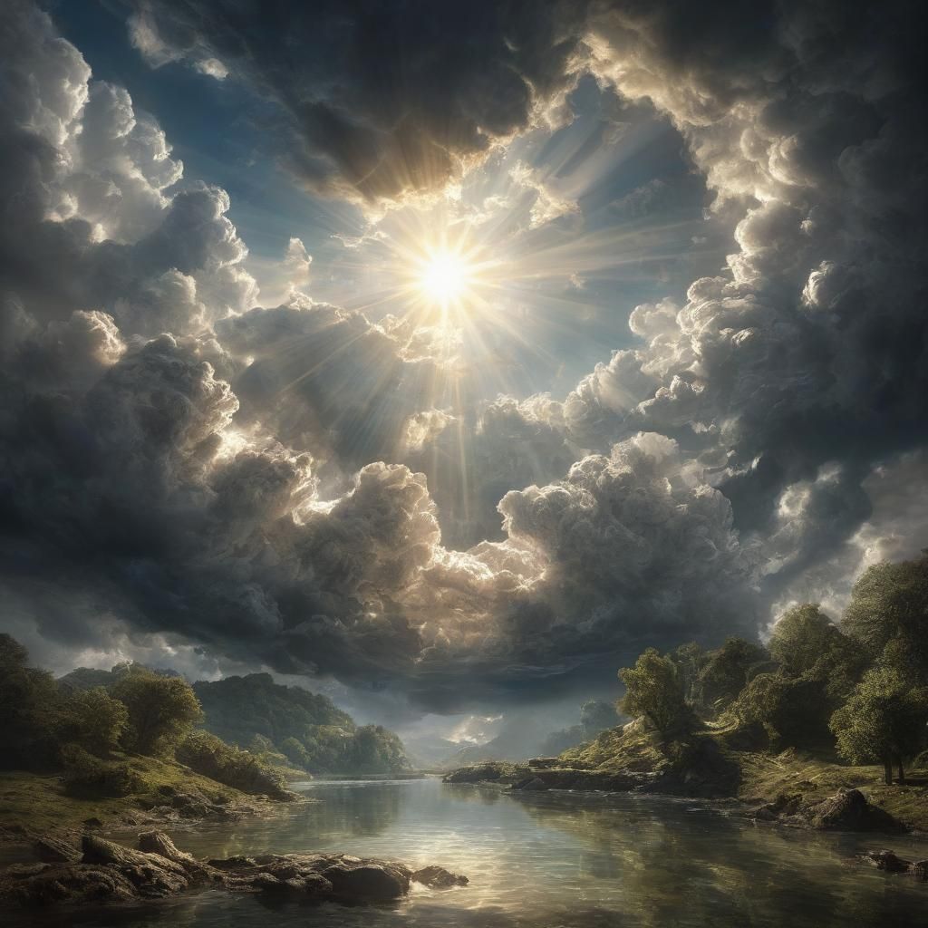 le soleil à travers les nuages - AI Generated Artwork - NightCafe Creator