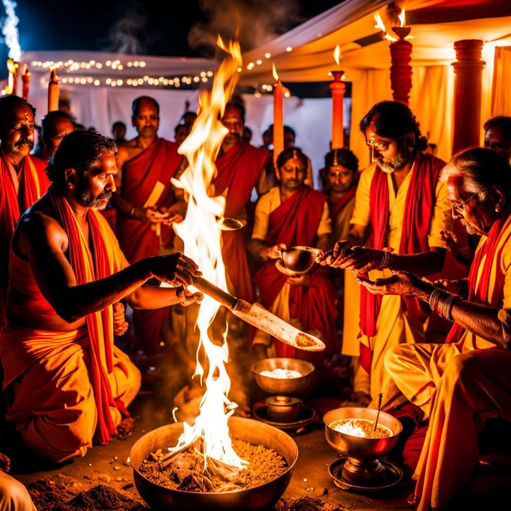 A Hindu Fire Ceremony - AI Generated Artwork - NightCafe Creator