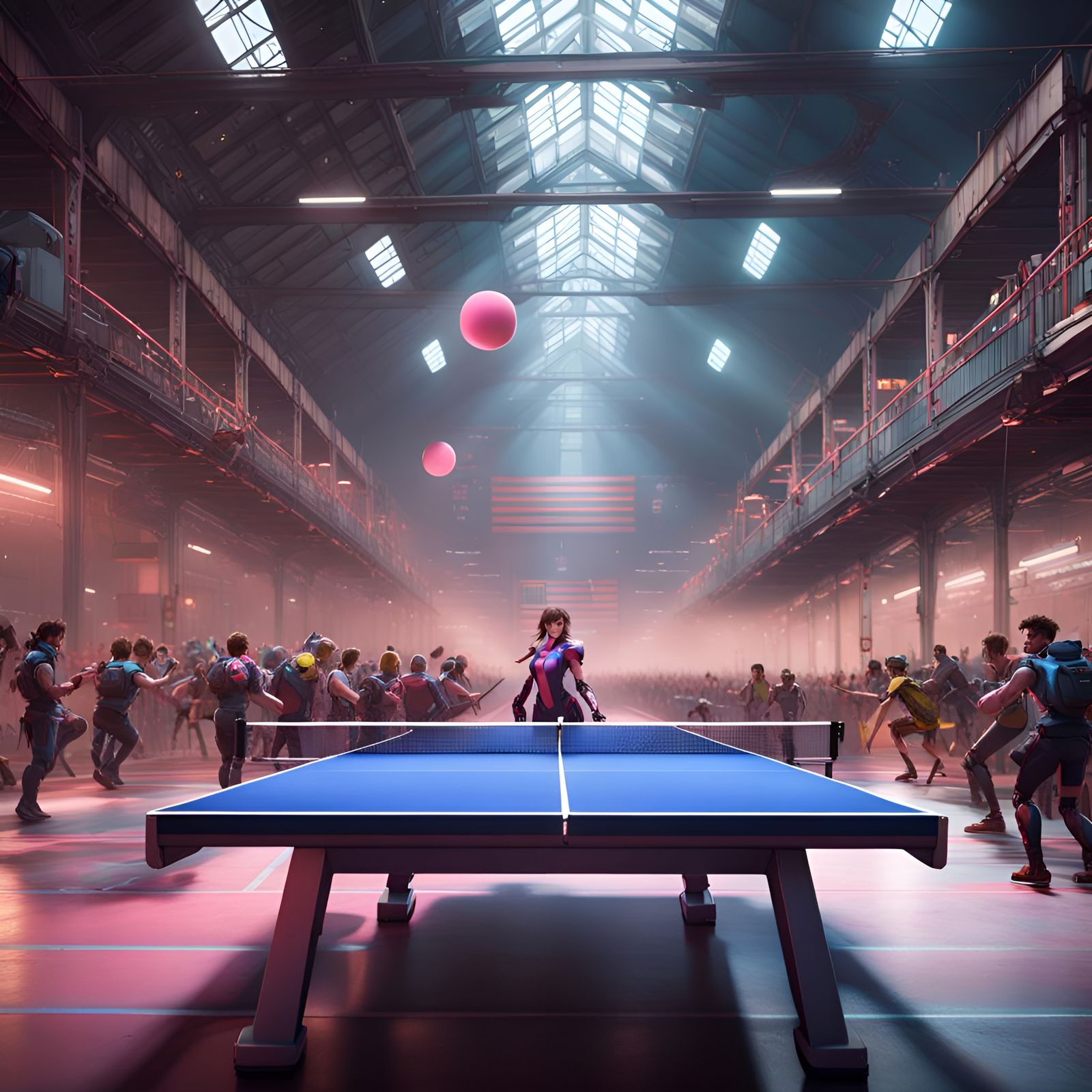 D.Va's ultimate ping-pong challenge. - AI Generated Artwork - NightCafe Creator