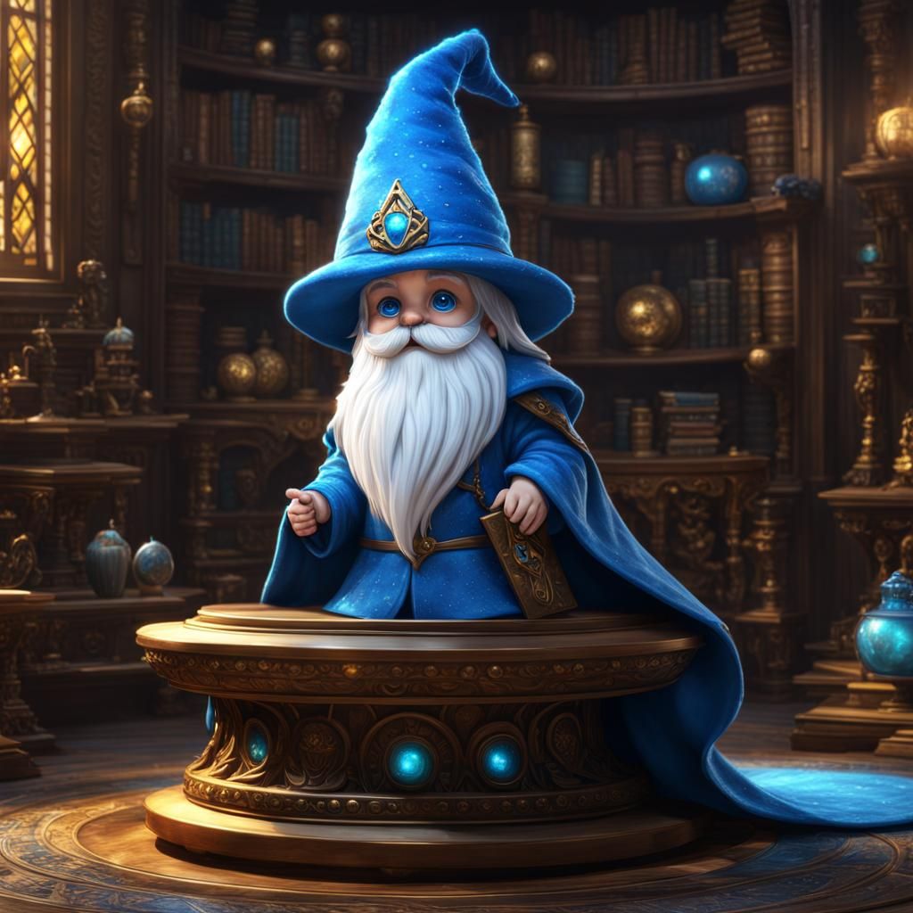 A cute blue fuzzed wizard kawai big headed big blue eyed Extra fuzzy ...