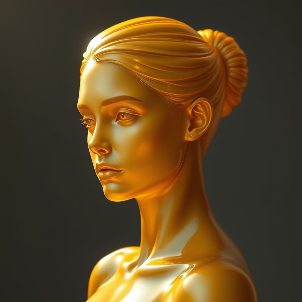 A stunningly beautiful young woman’s statue, made entirely from golden ...