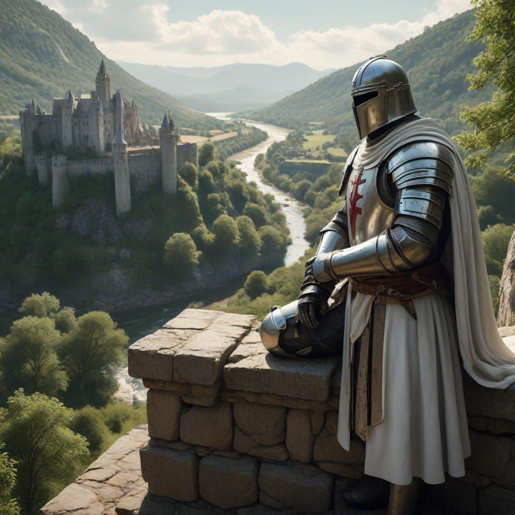 Epic Knight Templar Castle Scene in Renaissance St... - AI Art