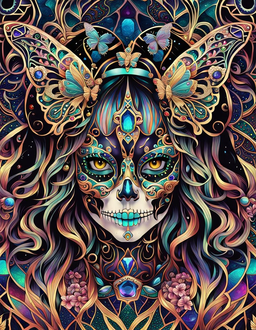 beautiful skull lady - AI Generated Artwork - NightCafe Creator