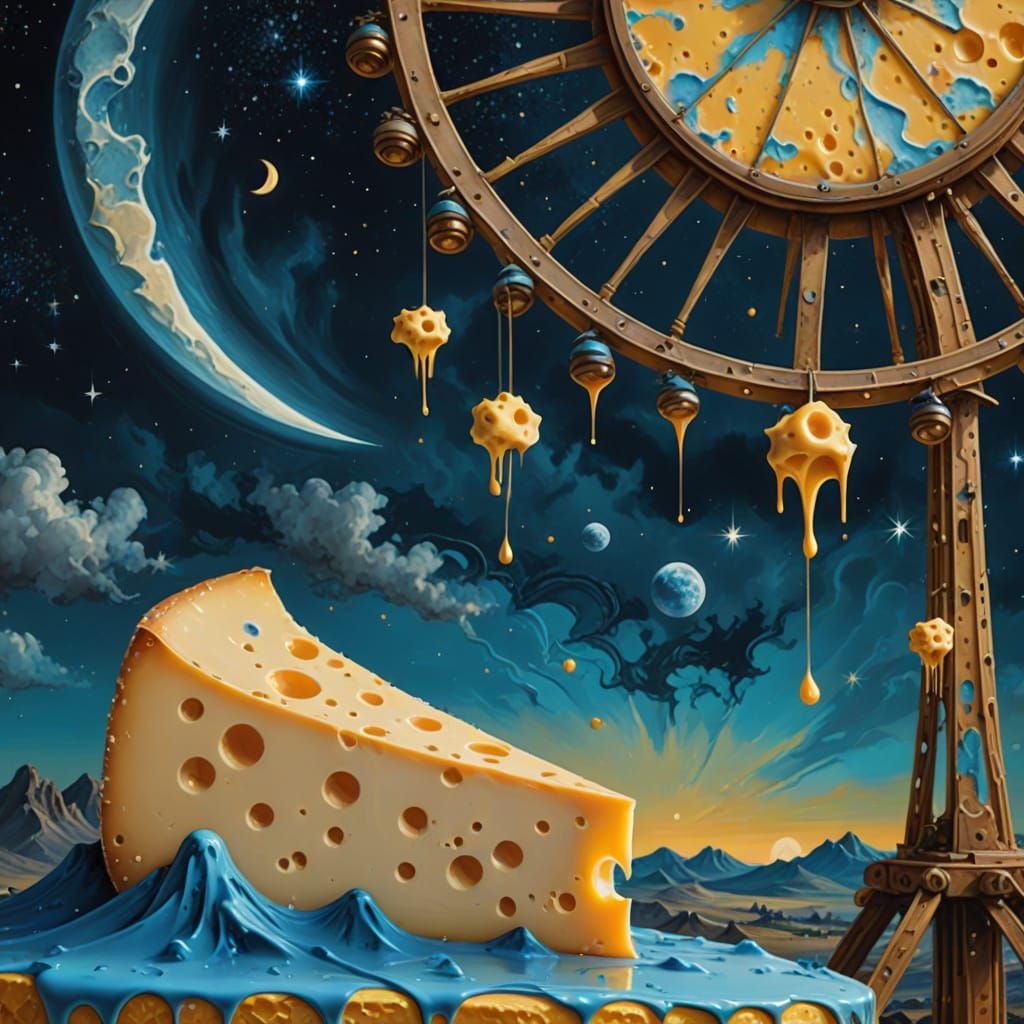 The moon is made out of cheese - Surreal Moon Wheel of Chees...