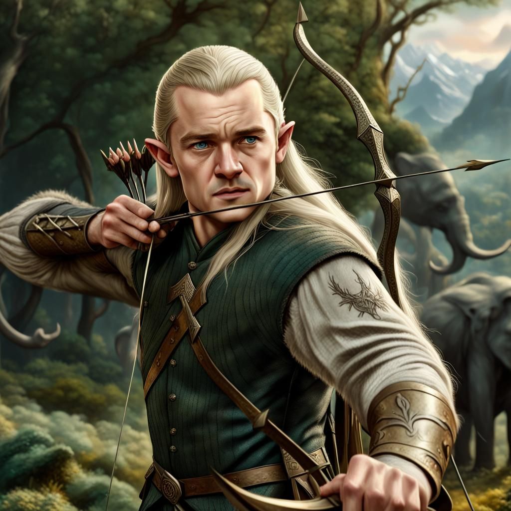 Lord of the rings: Legolas trying to shoot the Oliphant - AI Generated ...