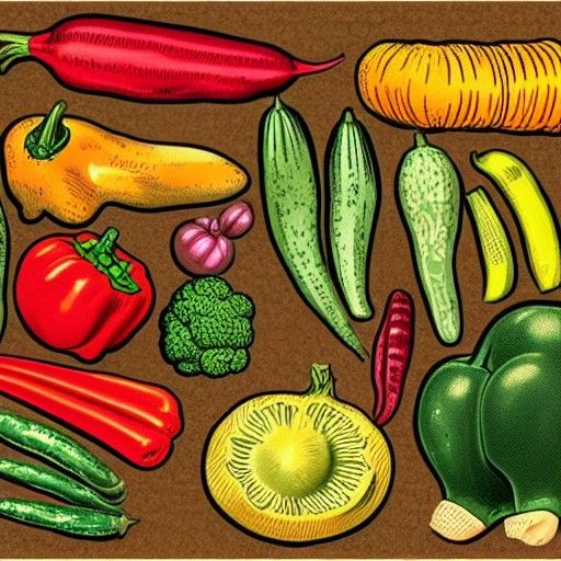 vintage food print, vintage vegetables, detailed vegetables ...