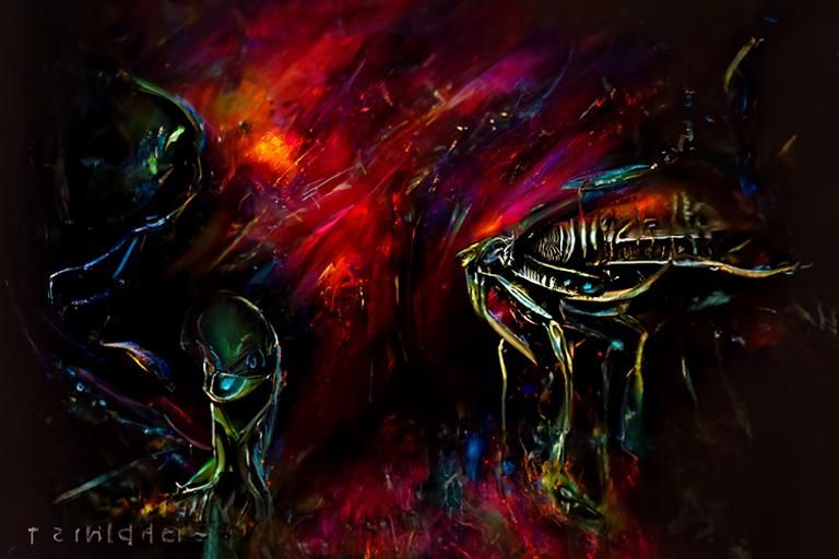 Sci-fi alien illusion acrylic ink art James Ksenyart acrylic art ...