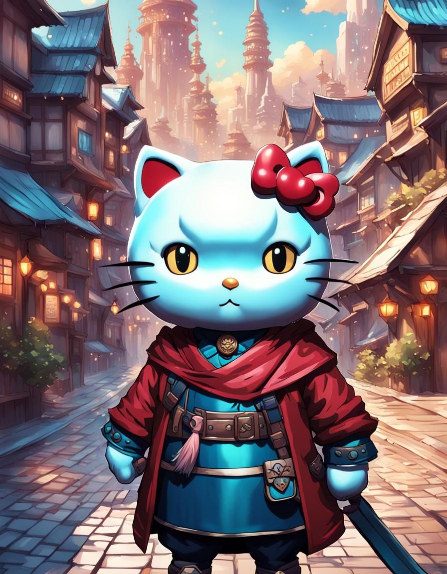 AD&D Rogue Hello Kitty Dwarf 001 - AI Generated Artwork - NightCafe Creator