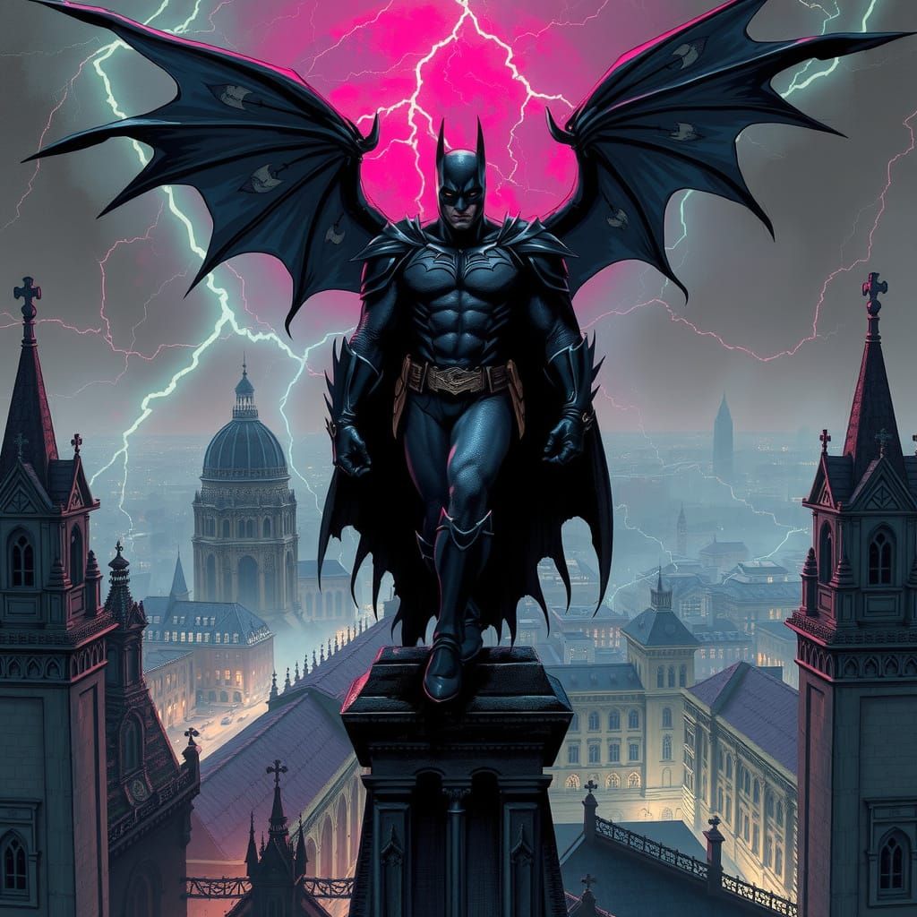 a supervillain named "The Night Knightmare", a demonic version of batman, clad in black armor ...