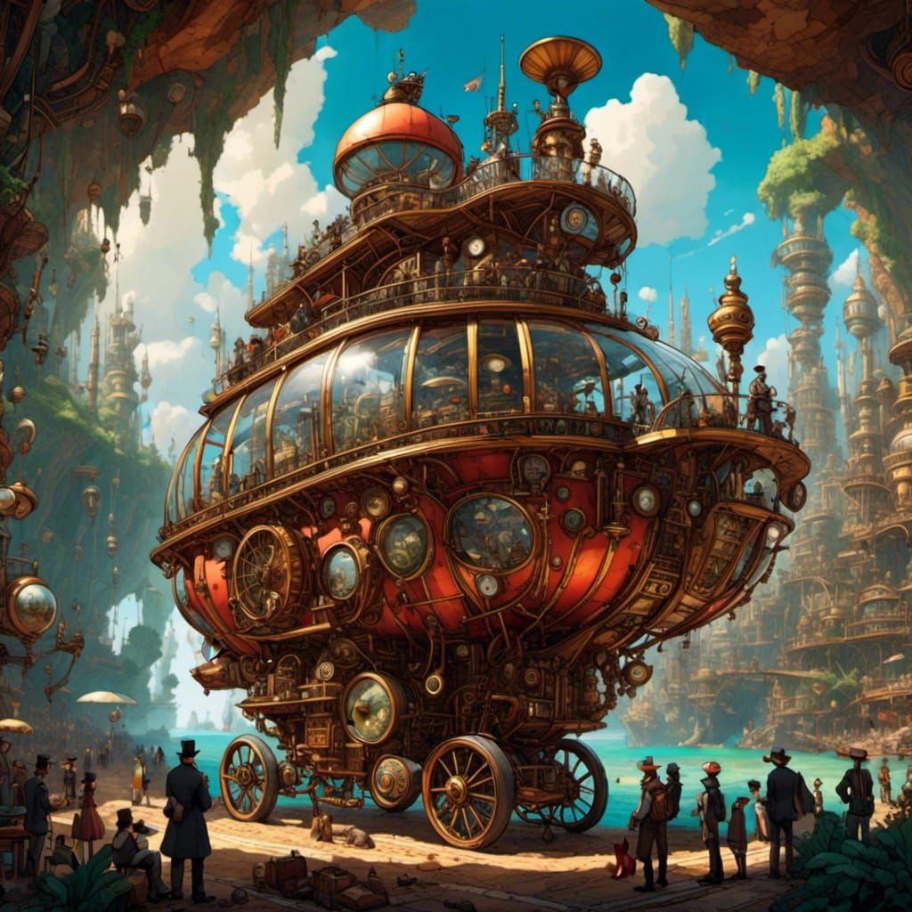 Steampunk Bus Ride - AI Generated Artwork - NightCafe Creator