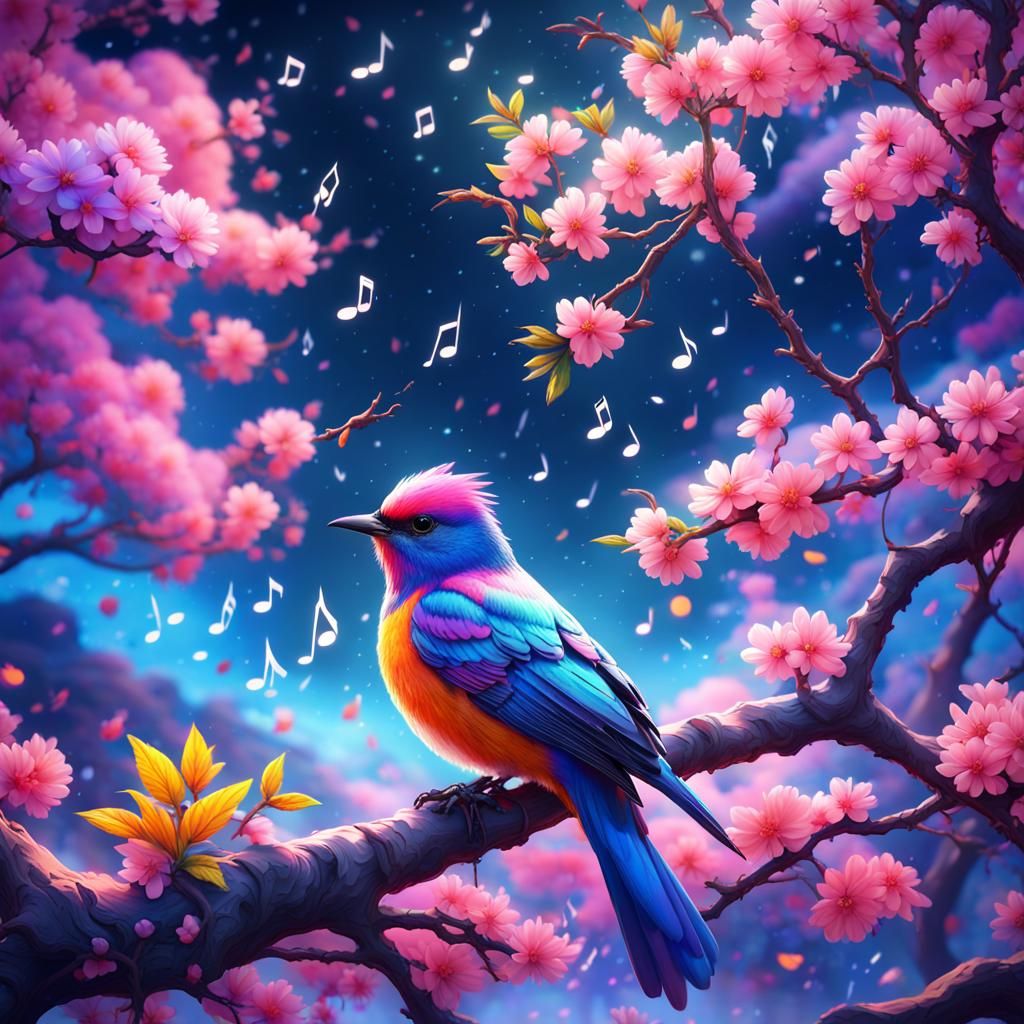 A colorful singing bird - AI Generated Artwork - NightCafe Creator