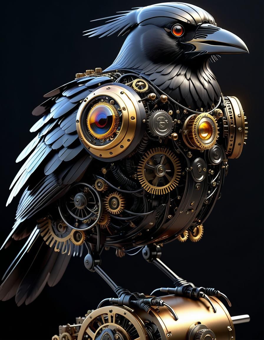 Robotic crow, - AI Generated Artwork - NightCafe Creator
