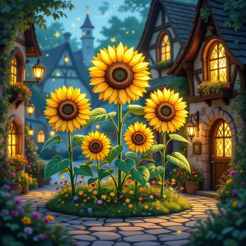 Sunflower Plot - Clockwork Sunflowers in a Whimsical Fantasy...