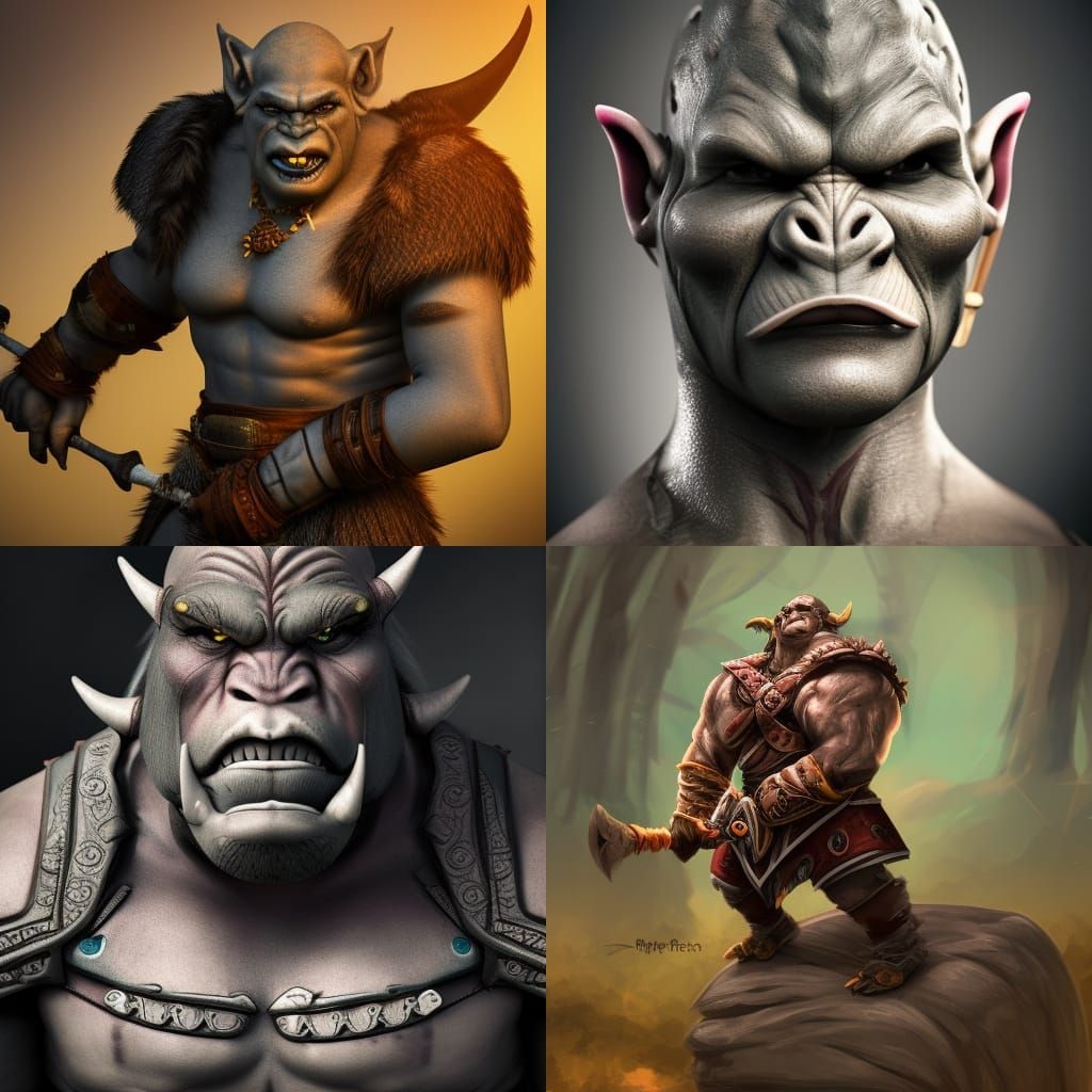 cute fantasy orc warrior in line art style - AI Generated Artwork ...