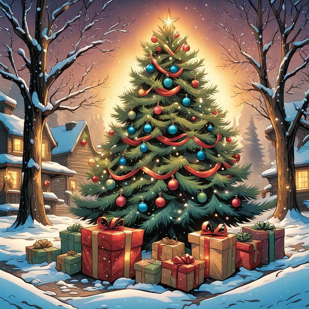 Daily Challenge Christmas tree - AI Generated Artwork - NightCafe Creator
