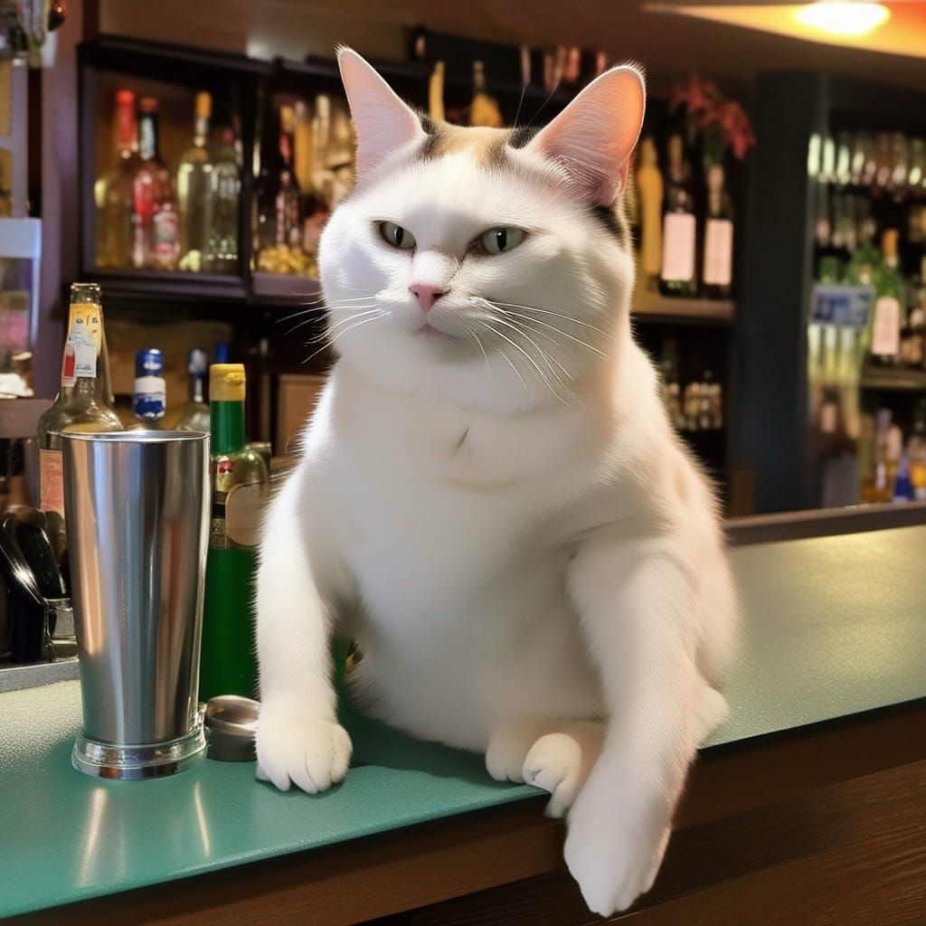 cat working as a bartender - AI Generated Artwork - NightCafe Creator
