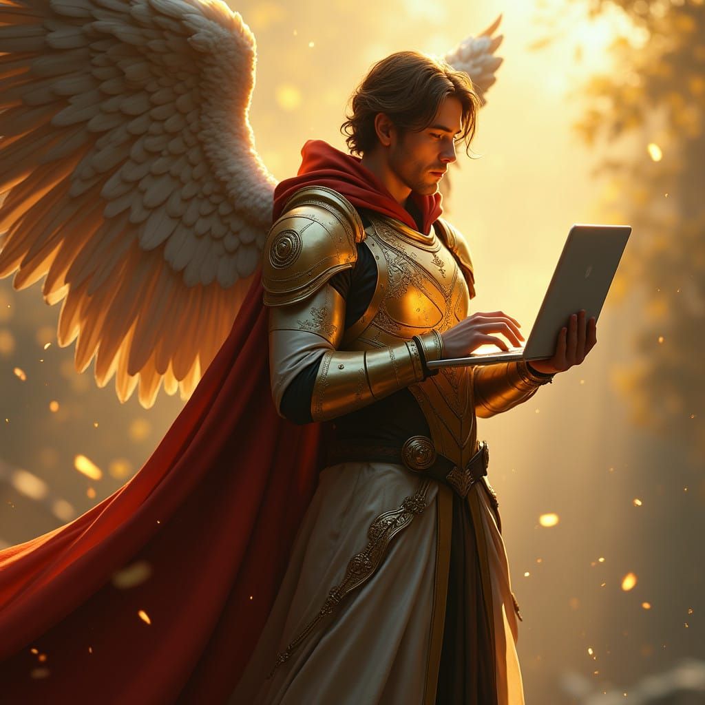 Angel Developer in Cinematic Armor - AI Art