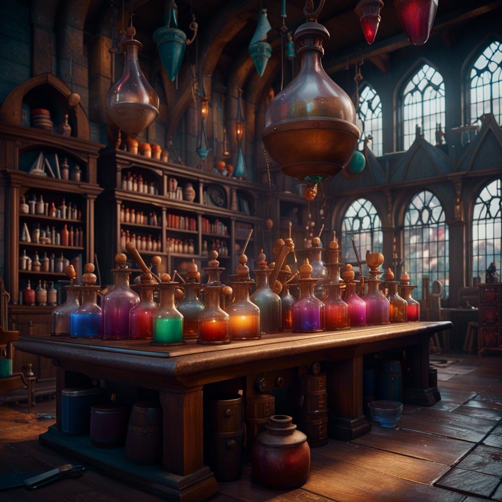 wizarding school alchemy classroom - AI Generated Artwork - NightCafe ...