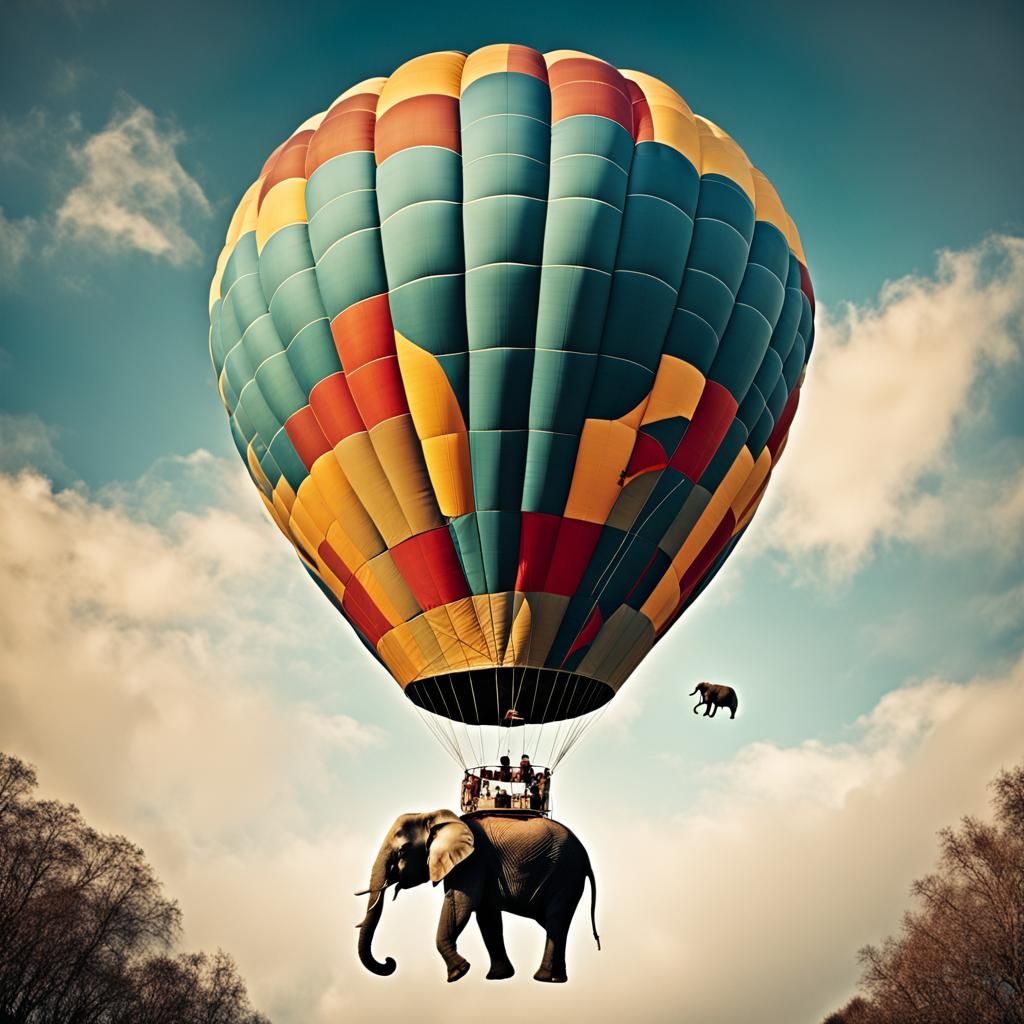 Elephant air balloon - AI Generated Artwork - NightCafe Creator