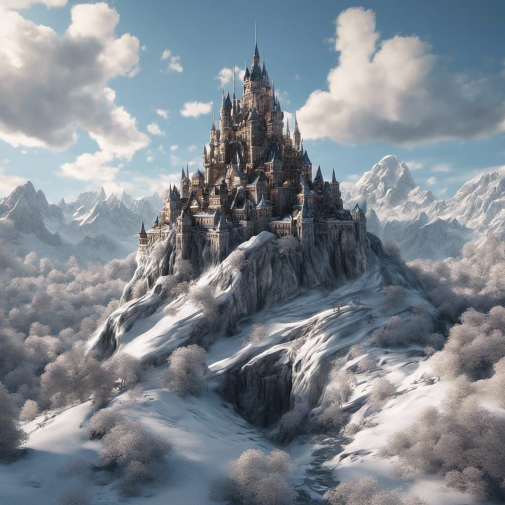 A mesmerizing castle in the mountains - AI Generated Artwork ...