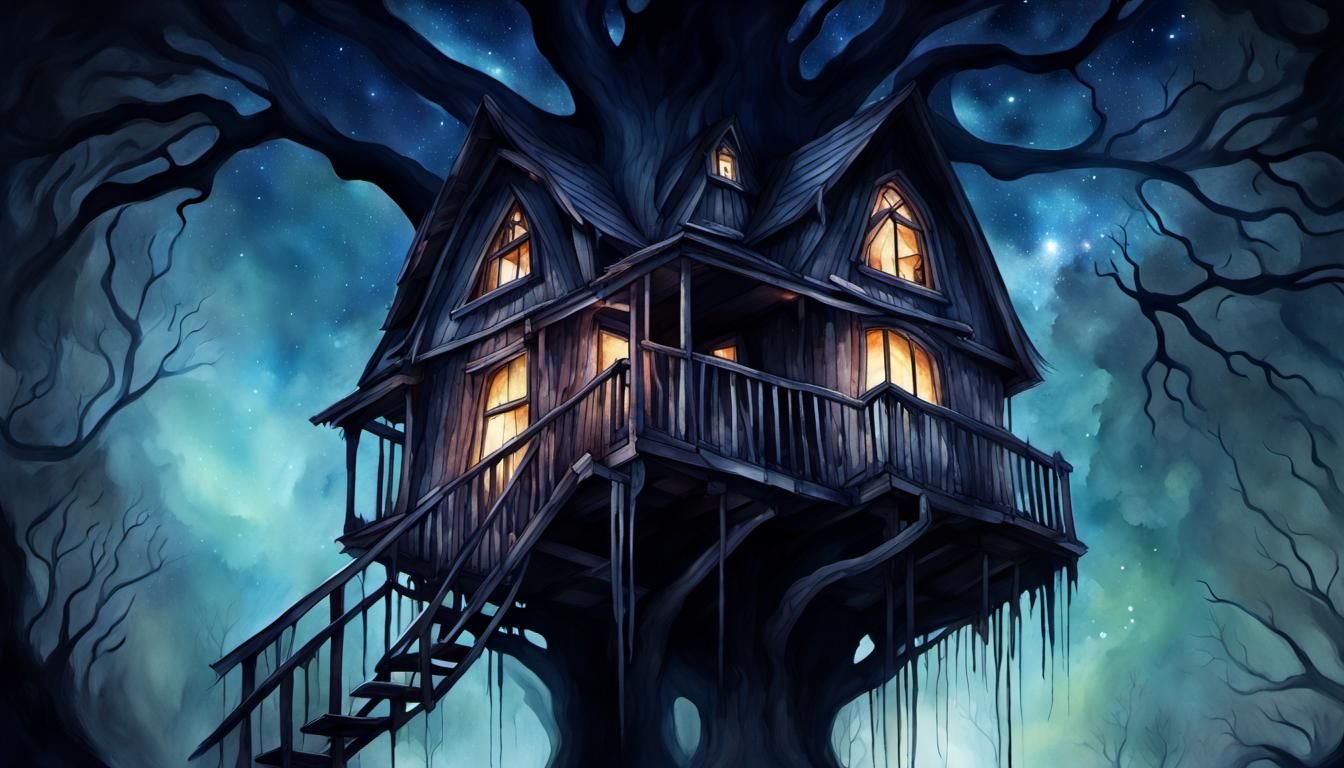 Haunted Treehouse - AI Generated Artwork - NightCafe Creator
