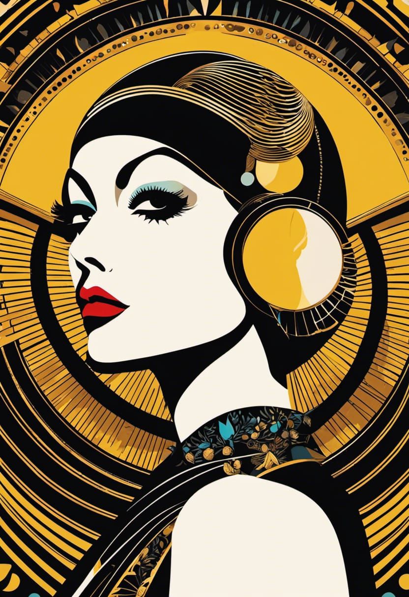 Art deco flapper Greta Garbo 1920s Black and white ️ ️ ️ ️ drawing Erte ...