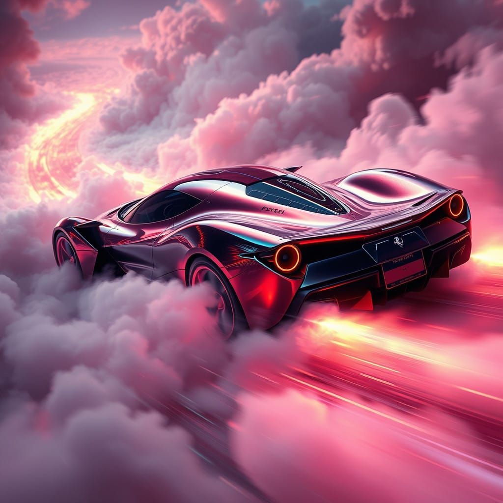 Cloud Riding - Cyberpunk Dreamcar Speeds Through Ethereal Re...