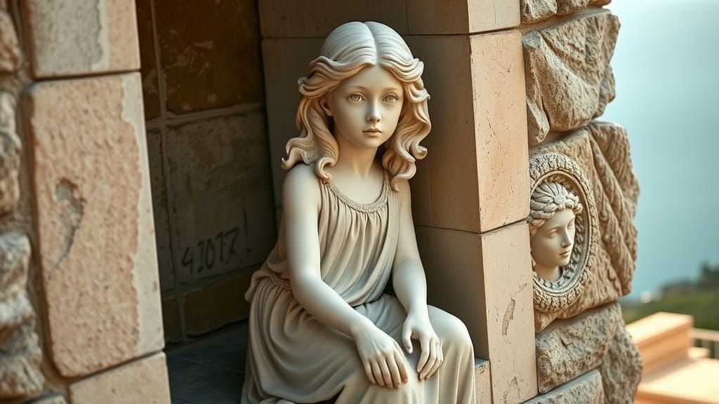 Greek Princess Statue with Ocean View - AI Art