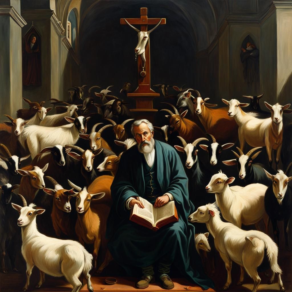 A pastor sitting on the toilet with pants down, giving a sermon to a ...