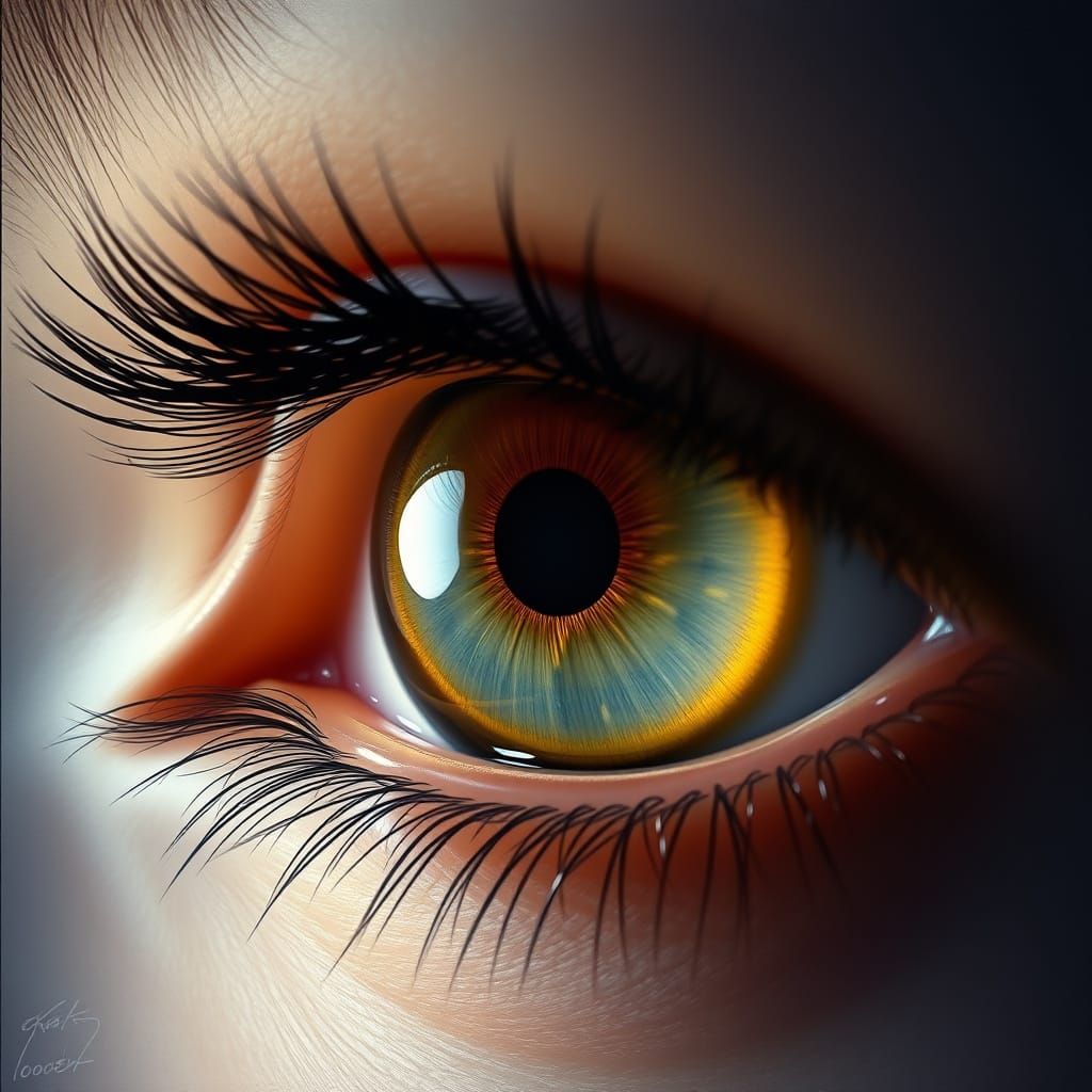 A close-up image of an eye - Glowing Eye in Moonlight