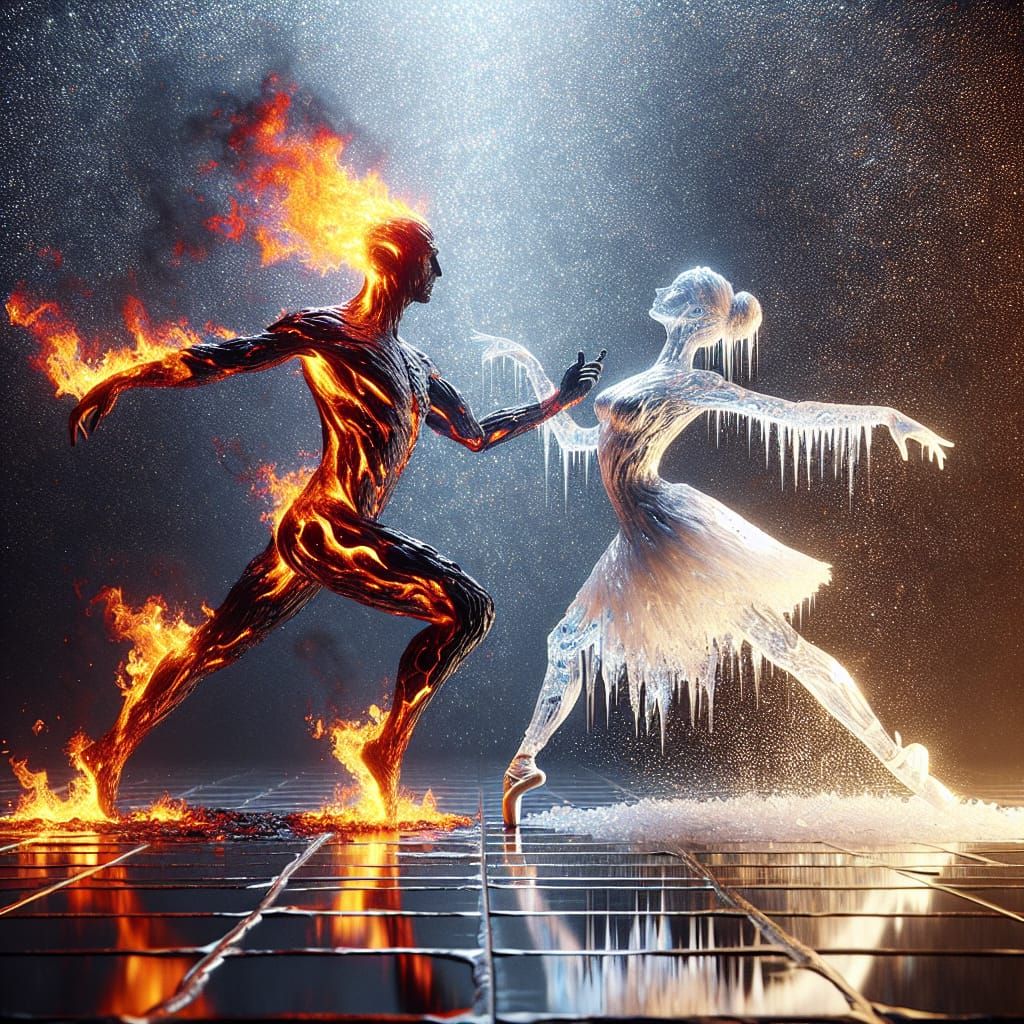Fire and Ice 🔥 ️ - The Dance - AI Generated Artwork - NightCafe Creator