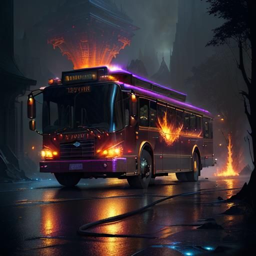 fire bus - AI Generated Artwork - NightCafe Creator
