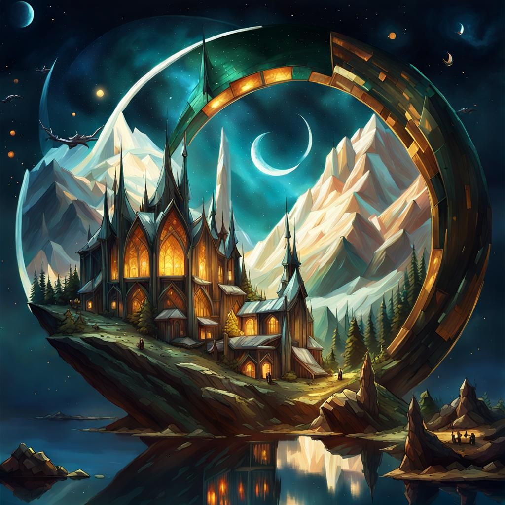 Fantasycore portal village - AI Generated Artwork - NightCafe Creator