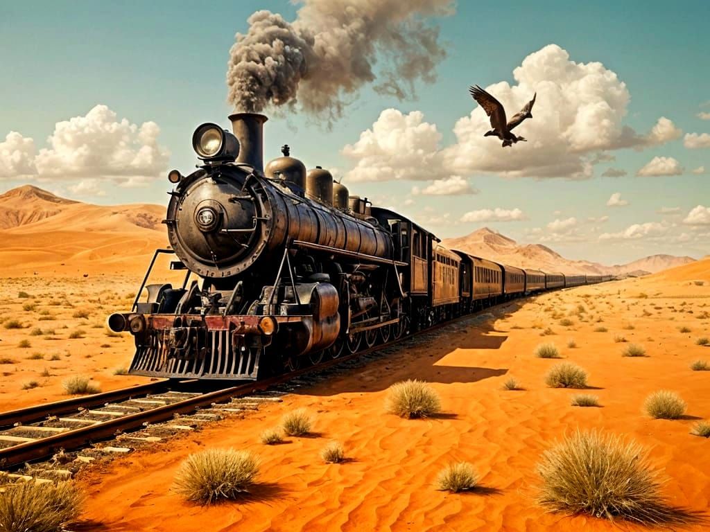 Train in Desert Wasteland - Train in Desert Wasteland